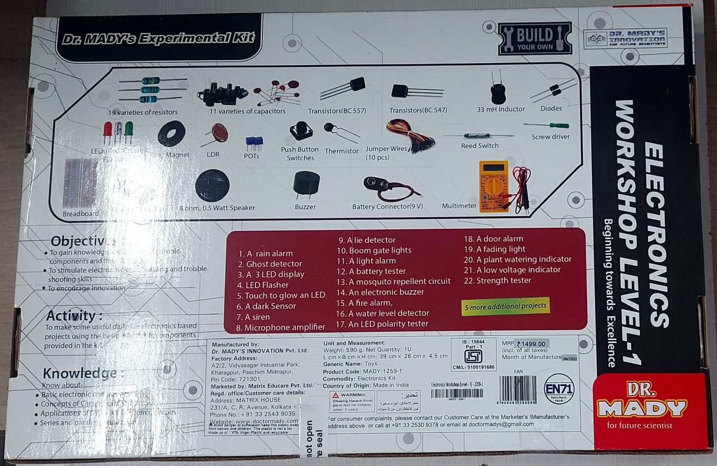 Dr.Mady Electronics Workshop Level-1(22 Projects)